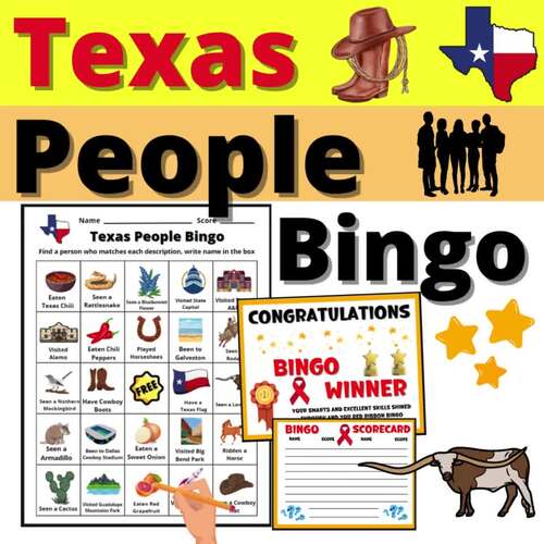 Texas People Bingo Group Activity Resource No Prep by DadsDesigns