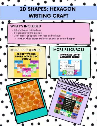 2D Shapes: Hexagon Math Writing Craftivity - Writing Prompts & Craft ...