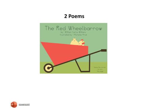 2 Poems. Creative Writing. PPTx. Poetry. ESL. ELA. Red Wheelbarrow.