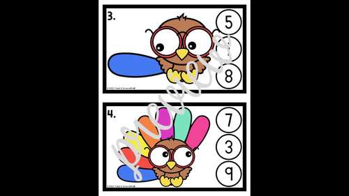 Thanksgiving Math Clip Cards Counting Turkey Feathers 0-10 Task Cards