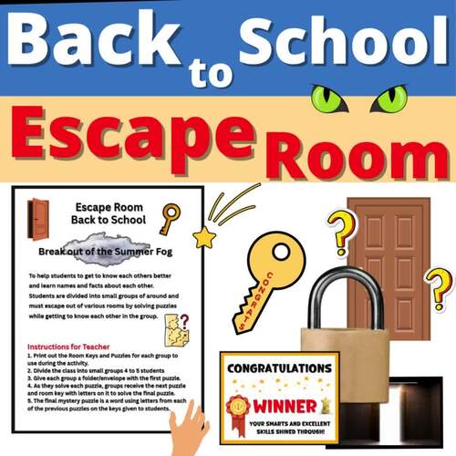 Back to School Escape Room Activity, Classroom Get to know each other ...