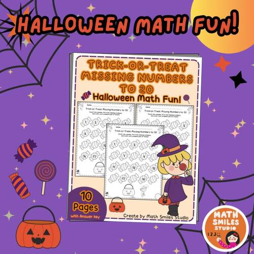 Trick-or-Treat Missing Numbers to 20 | Halloween Math Count, Fill, and ...
