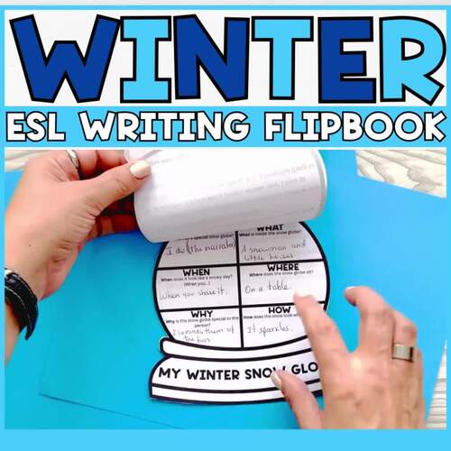 ESL Winter Snow Globe Craft-Writing Wh Questions Bulletin Board Flipbook