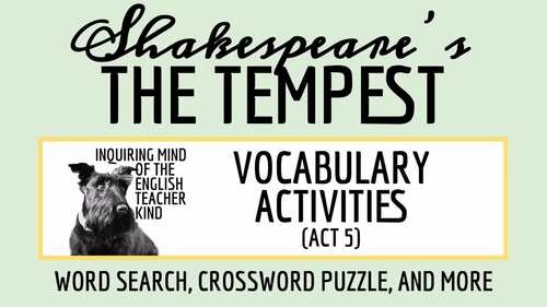 Shakespeare's The Tempest Act 5 Vocabulary Games for High School