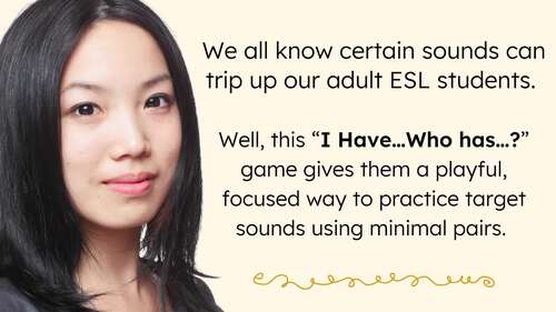 R L Pronunciation for Adult ESL game: I Have... Who has...? by Rike Neville