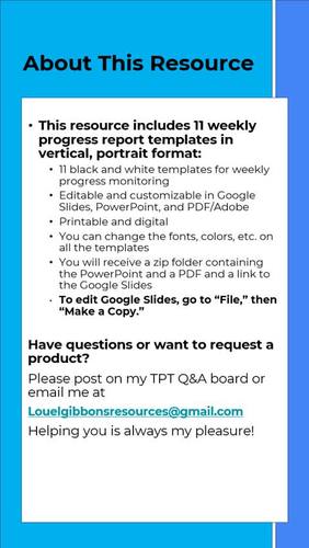 Weekly Progress Report, Google Slides, Editable, Printable, PPT, PDF ...