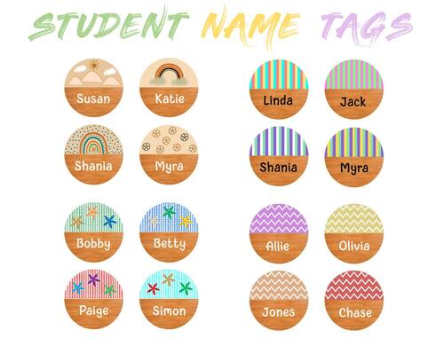 Round Student Name Tags, Editable Classroom Labels, Name Tent, Name Cards