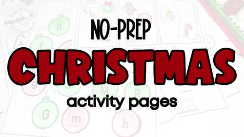Christmas Literacy and Math No-Prep Worksheets - Preschool, Pre-K ...