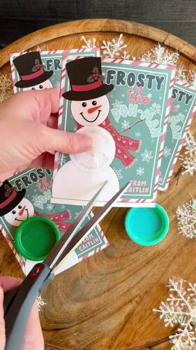 Snowman Play-Doh Card | Canva Template Christmas Party Favor ...
