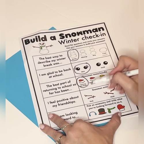 Build a Snowman: Winter SEL Check-In Craft | TPT