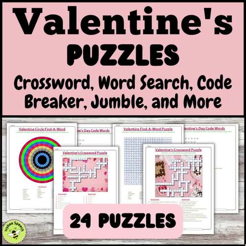 Valentine's Day Word Puzzles Crosswords Word Searches Code Breakers and ...