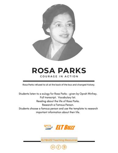 Rosa Parks. Biography. Speech. Eulogy. Research. Black History. ELA ...