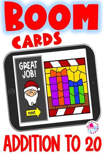 Christmas Math Boom Cards Addition Facts to 20 Mystery Pictures | TPT
