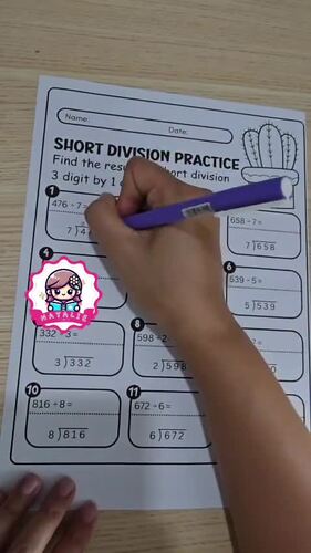 3 Digit by 1 Digit Short Division Worksheets | Cactus Theme Division ...