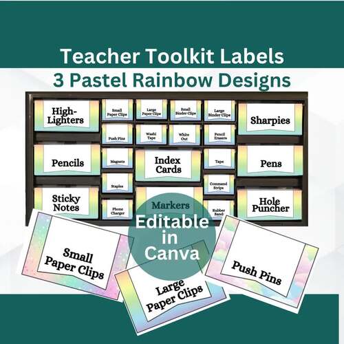 Teacher Toolbox Editable Labels Pastel Rainbows and Clouds by D-Roy