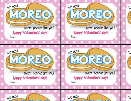 Golden Oreo Valentine's Day Gift Tag- We need MOREO sweet people like you!