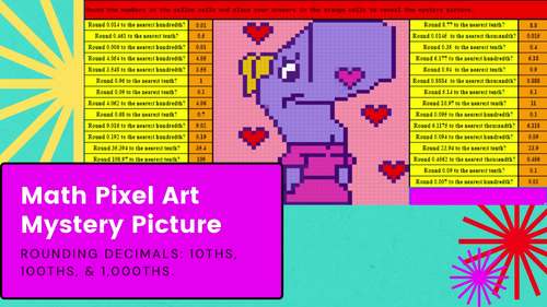 Pixel Art Mystery Picture: 5th Grade Math-Place Value-Rounding Decimals ...