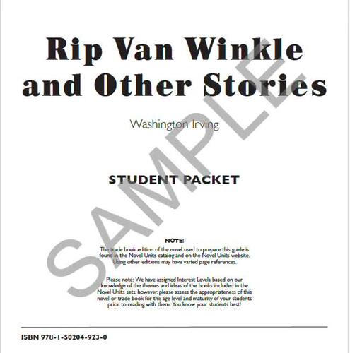Rip Van Winkle and Other Stories Novel Units® Student Packet Novel Study