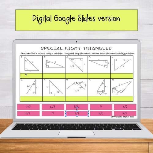 Special Right Triangle Drag and Drop Digital and Printable | TPT