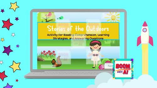 Spring BOOM CARDS Speech Therapy reading comprehension inferencing NO PRINT