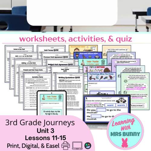 3rd Grade Grammar Worksheets Digital Bundle Journeys Unit 3 Lessons 11 - 15