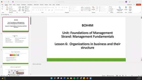 BOH4M Business leadership: Organizations in business and their structure L6