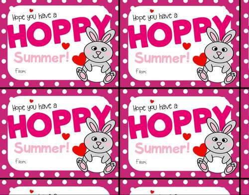 Rabbit-Themed End of Year (EOY) Gift Tag- Hope you have a HOPPY summer!