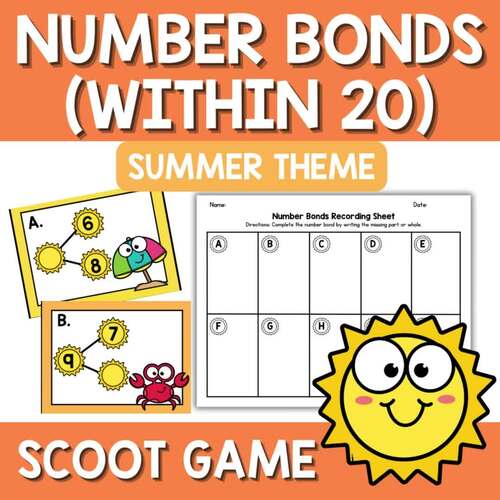 Summer Number Bonds within 20 Fact Fluency Scoot Game Center Station ...
