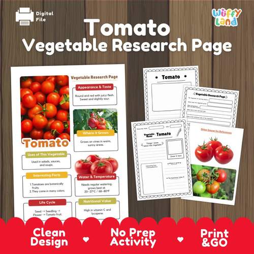 Tomato Vegetable Research Project | Plant Science Activity | Healthy Eating