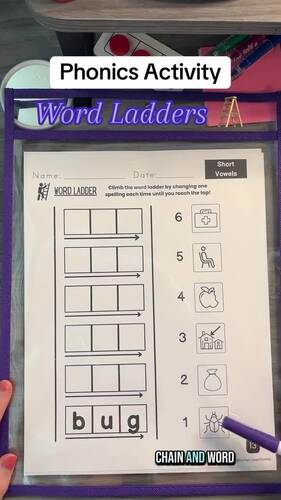 Phonics Word Ladders (Word Chains) for Spelling Practice K-2 (Growing)
