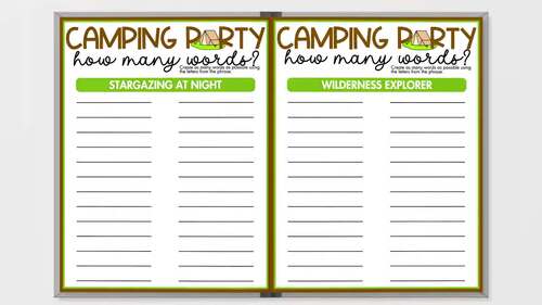Printable Camping Party Games For All Bundle 30+ Games | TPT