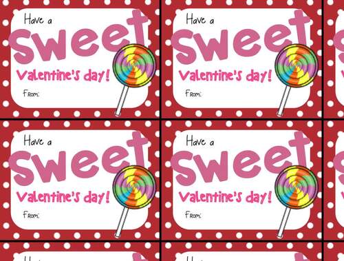 Lollipop (Blow Pop) Valentine's Day Gift Tag- Have a Sweet Valentine's Day!