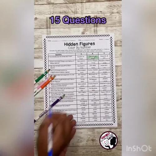 Hidden Figures | Color By Number | MATH | Black History Month | TPT