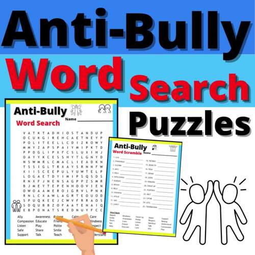 Bully Prevention Word Search Puzzles Vocabulary Anti-Bullying Activity ...