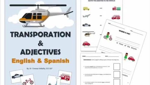 TRANSPORTATION & ADJECTIVES (Adapted Workbook)- English or Spanish