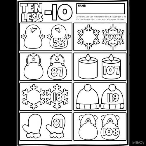 Winter Adding and Subtracting ±10 Up to 120 Worksheets | Mental Math ...