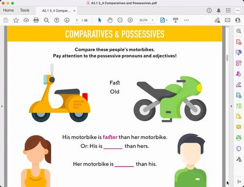 ESL Elementary Lesson: Learn Comparatives & Possessives in English