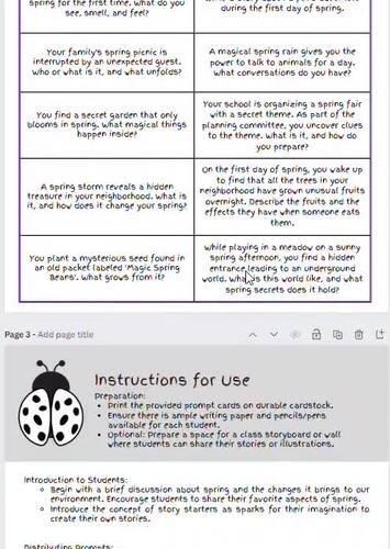 Springtime Story Starters | Creative Writing Activity by Teacher Zelda