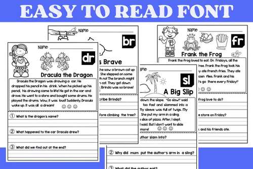 Kindergarten At Home Reading Worksheets | Comprehension Passages by MKStore