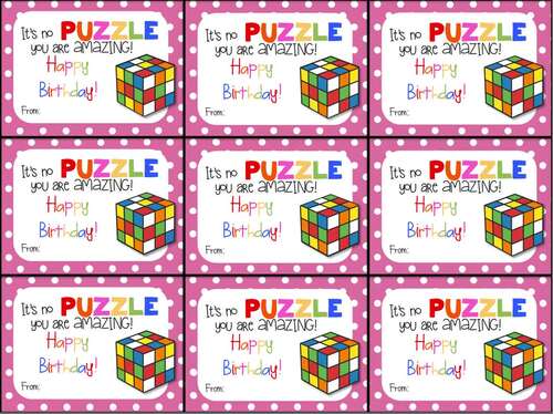 Rubik's Cube (Speed Cube) Birthday Gift Tag by Highs and Lows of a Teacher