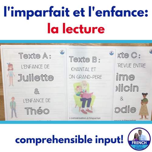 Imparfait et l'enfance French Imperfect Reading Comprehension Practice ...