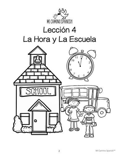 Spanish Worksheets - Telling Time & School Vocabulary! (Book 1, Lesson 4)