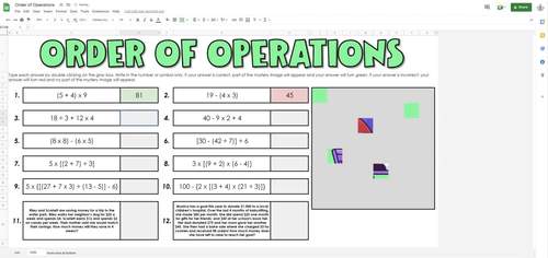 Order of Operations Digital Mystery Puzzle Pixel Art | 5.OA.1 | TPT