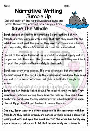 Narrative Writing - Paragraph Jumble Up by Pink Tulip Teaching Creations