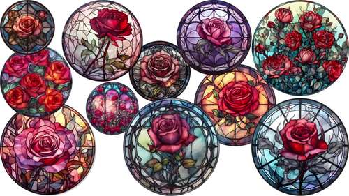 Watercolor Stained Glass Rose Clipart Set of 20 Files by ...
