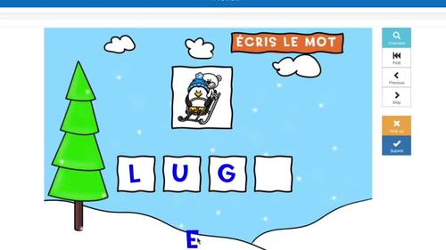 WINTER French L' HIVER Spelling BOOM CARDS Vocabulary Distance Learning