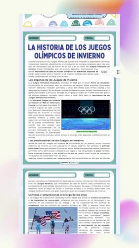 Los Juegos Olímpicos de Invierno LECTURA | Winter Olympics Spanish Reading