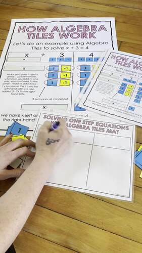 Solving One Step Equations Activities Worksheets|Algebra Tiles Math ...