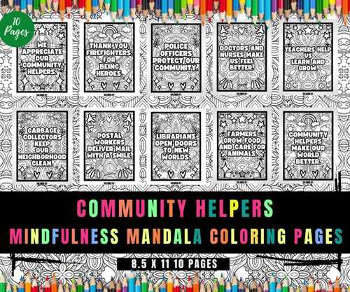 Community Helpers Coloring Page, Affirmations Saying, SEL Coloring No Prep