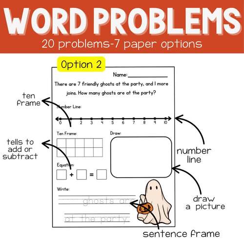 Halloween Word Problems Kindergarten Story Problems Addition ...